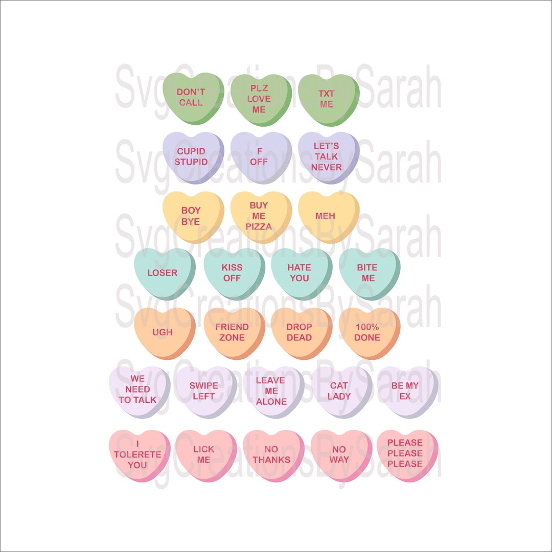 Anti-valentines Candy Hearts Digital Download Bundle Svg, Eps, Png, and ...