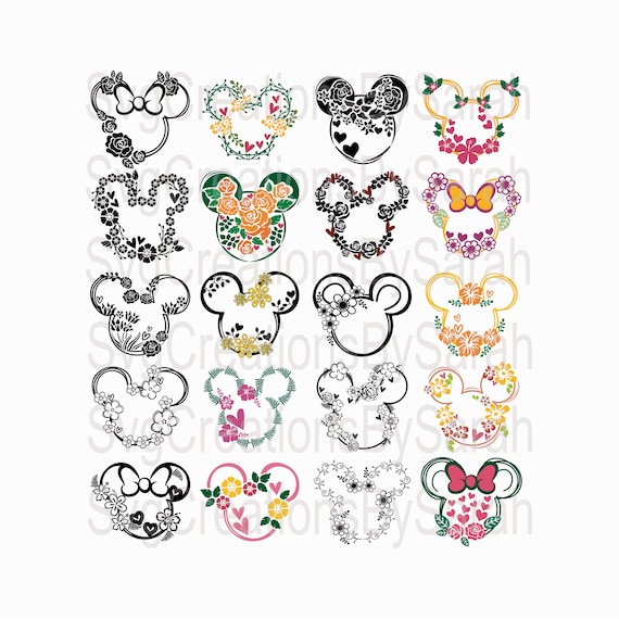 Flower Mouse Digital Download Bundle Svg and Png - Etsy