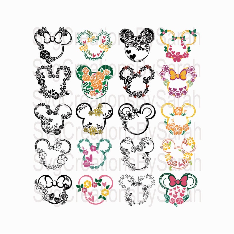 Flower Mouse Digital Download Bundle Svg and Png - Etsy