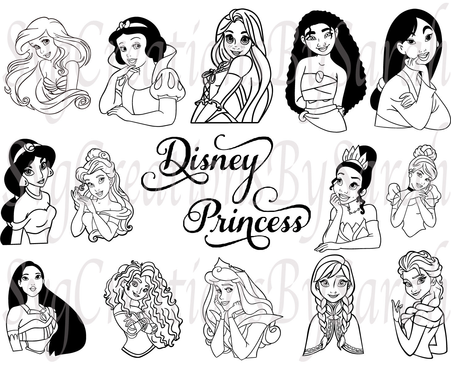 Bundle Princess Digital Download With Outlines Svg Eps Png - Etsy UK
