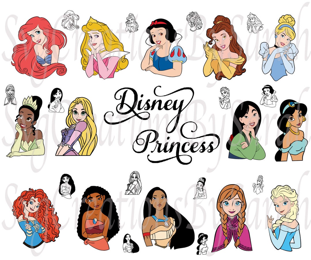 Bundle Princess Digital Download With Outlines Svg, Eps, Png, and Pdf ...