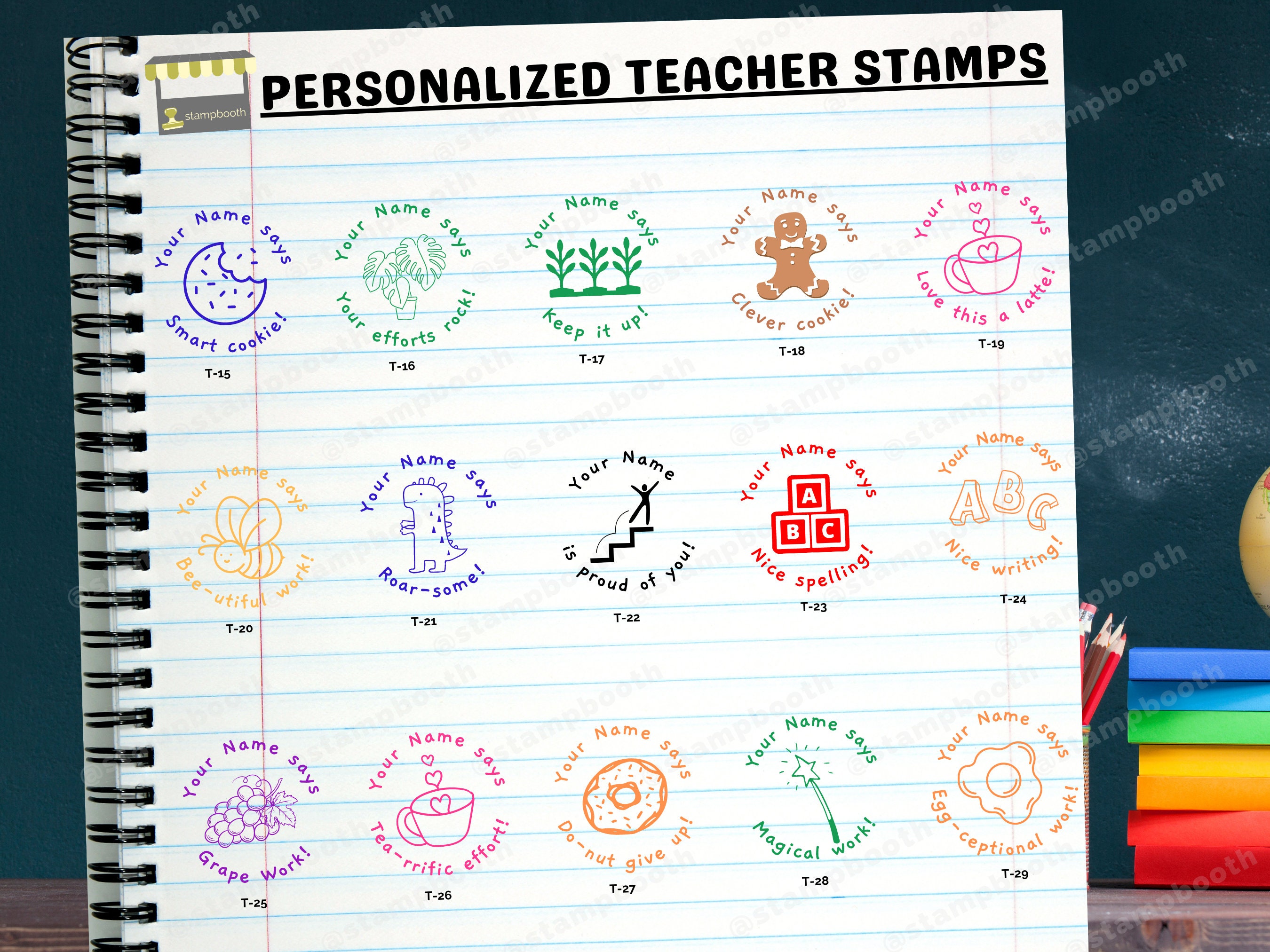 Custom Teacher Stamp Self Inking, Personalized Teacher Gifts for ...