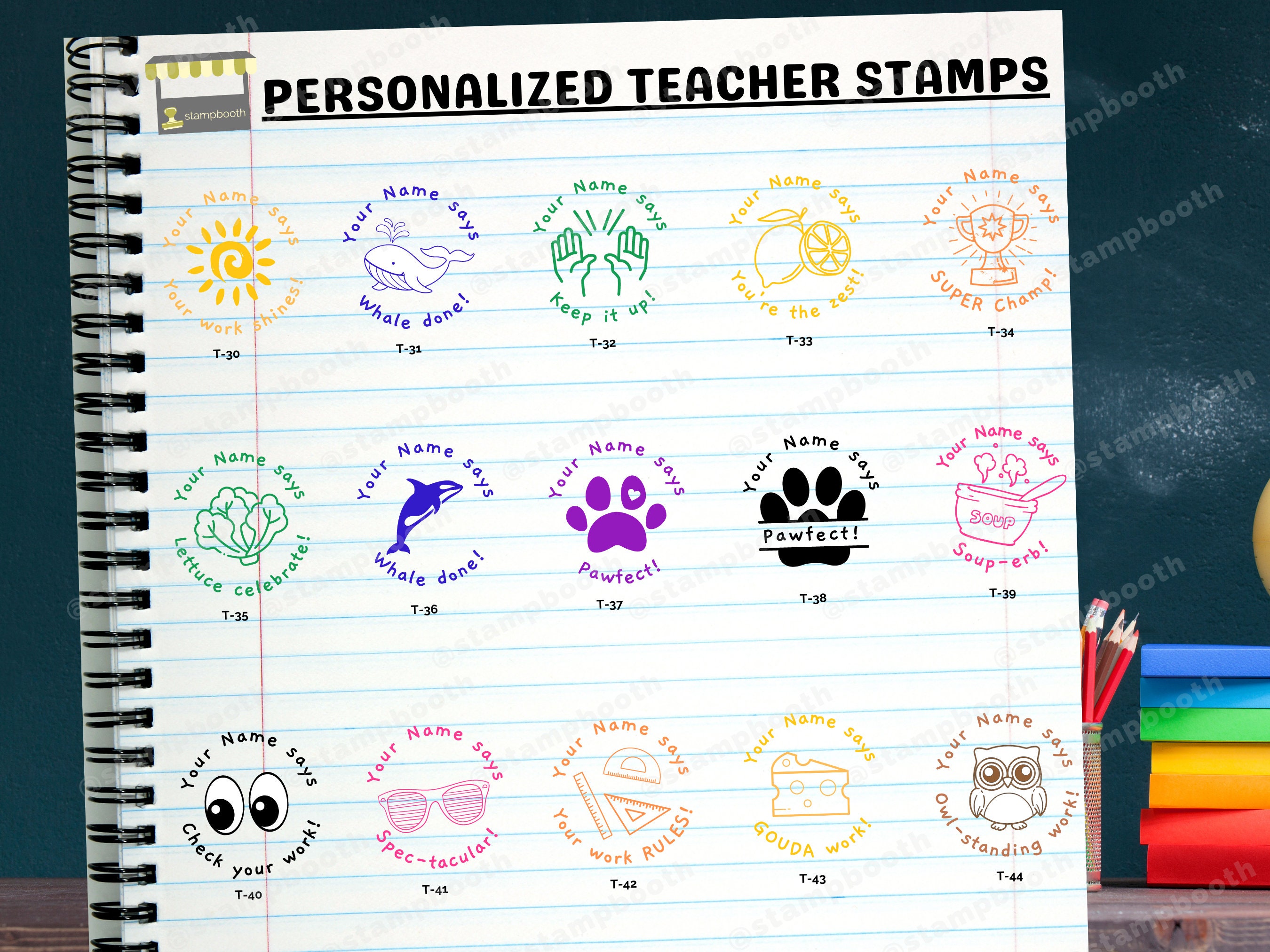 Custom Teacher Stamp Self Inking, Personalized Teacher Gifts for ...
