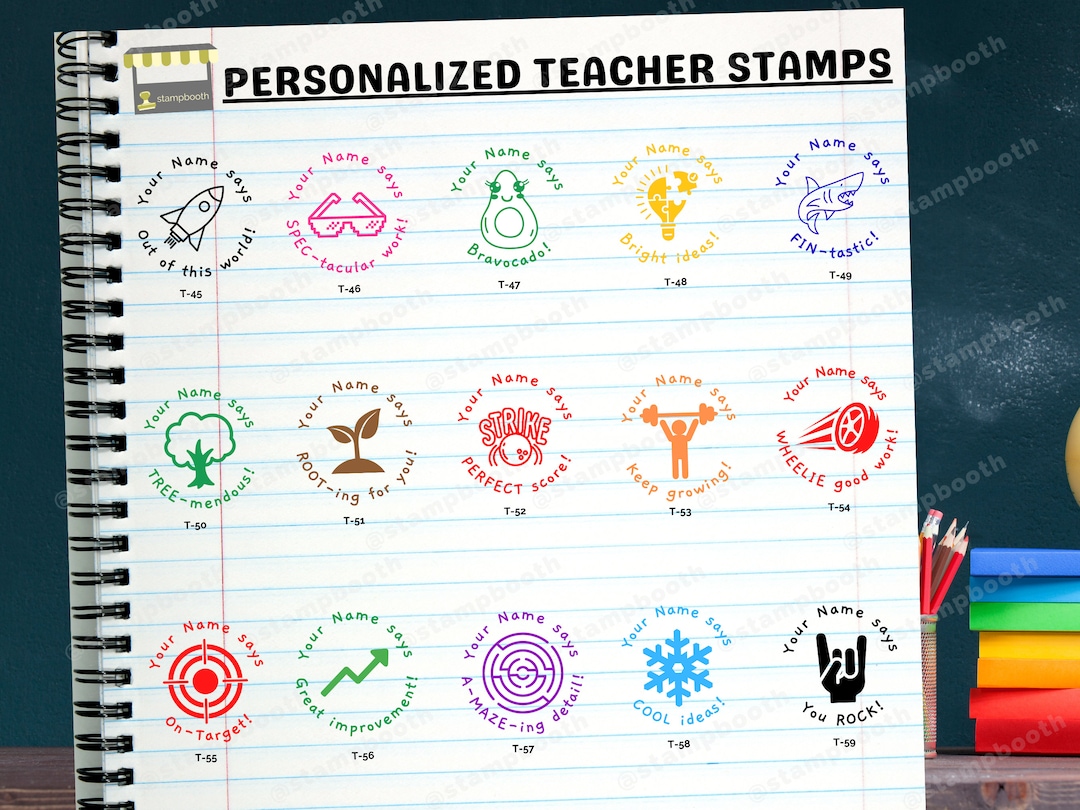 Custom Teacher Stamp Self Inking, Personalized Teacher Gifts for ...