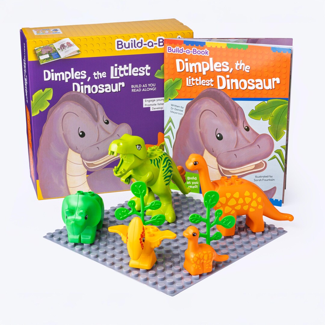 Dimples Dinosaur Book & Bricks Set | Kids Educational Reading - Etsy