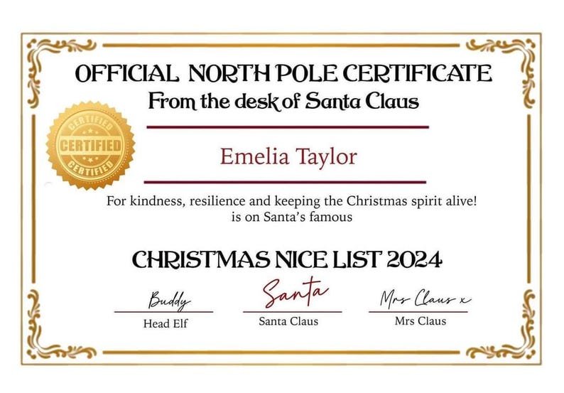 Santa Good List Certificate - Etsy
