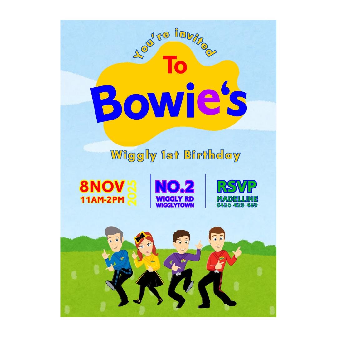 Wiggles First Birthday Invitation, 1st Party Invite, Wiggles Theme ...