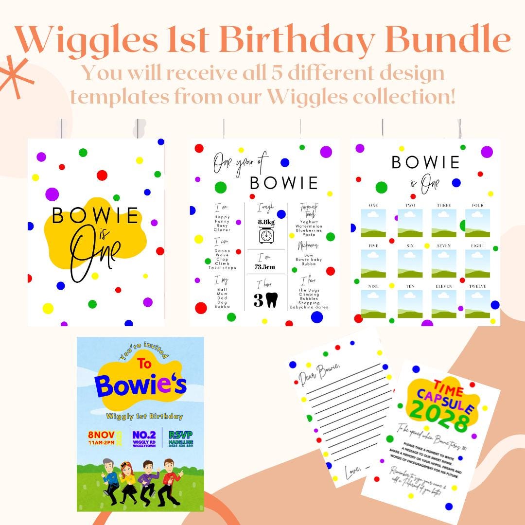 Wiggles First Birthday Stationary Package, 1st Party, Wiggles Theme ...