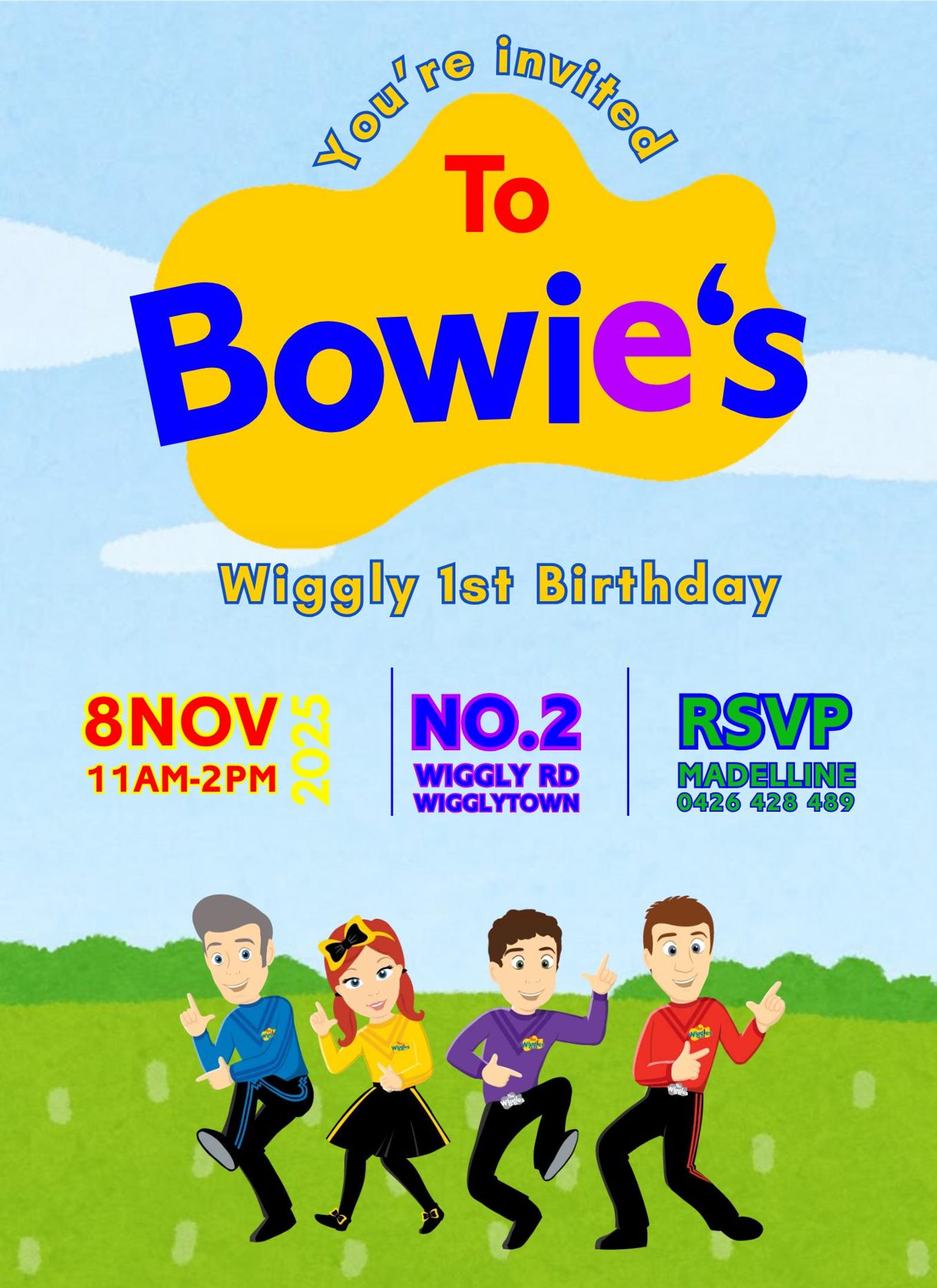 Wiggles First Birthday Invitation, 1st Party Invite, Wiggles Theme ...
