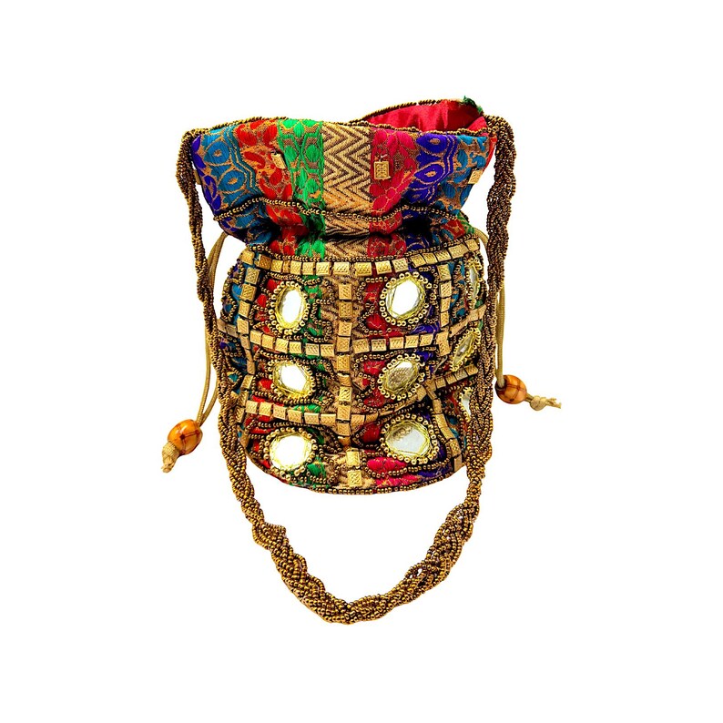 Embellished Indian Potli Bag, Drawstring Wedding Favor Purse, Ethnic ...