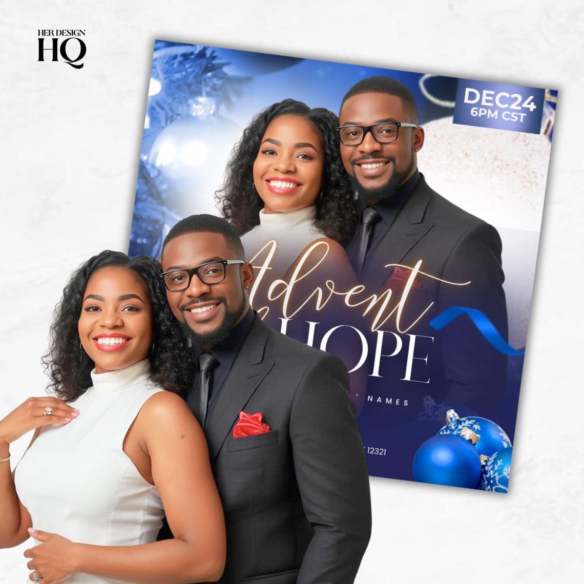 Blue Christmas Service Flyer Template | Church Holiday Event (canva ...