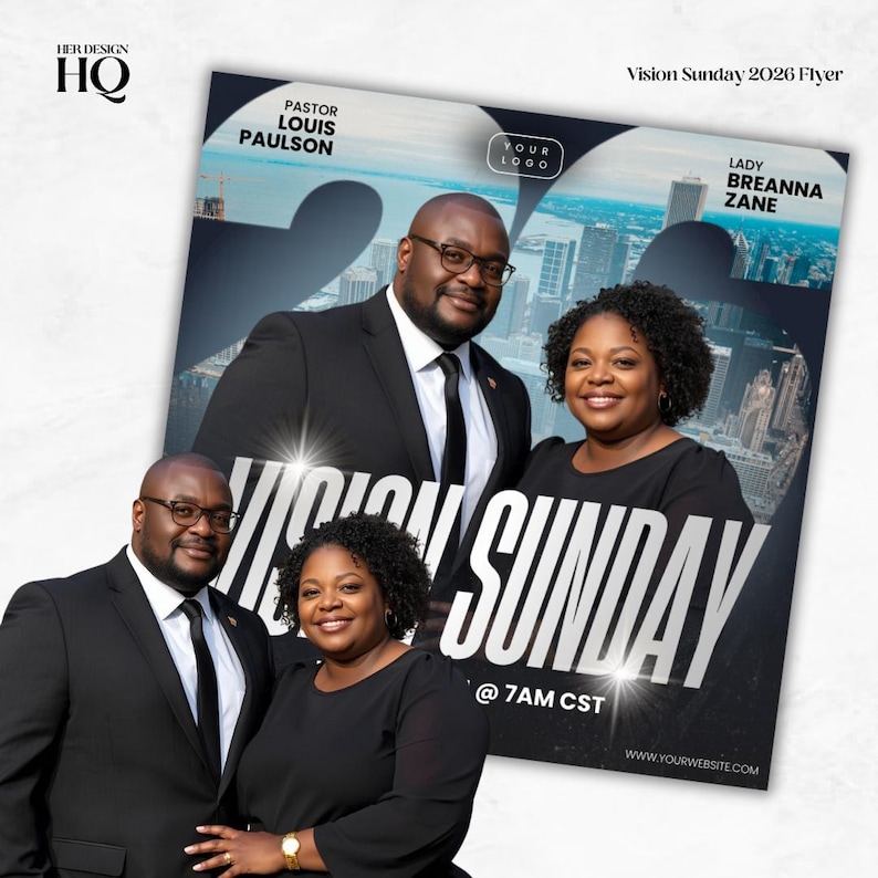 Vision Sunday 2026 Flyer | Gray Silver Church Canva Template | New Year ...