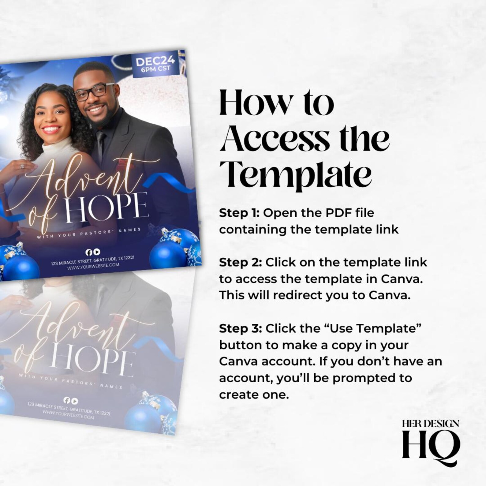 Blue Christmas Service Flyer Template | Church Holiday Event (canva ...