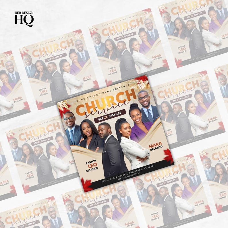 Church Service Flyer + Animated GIF | Guest Speakers | Orange Gold Red ...