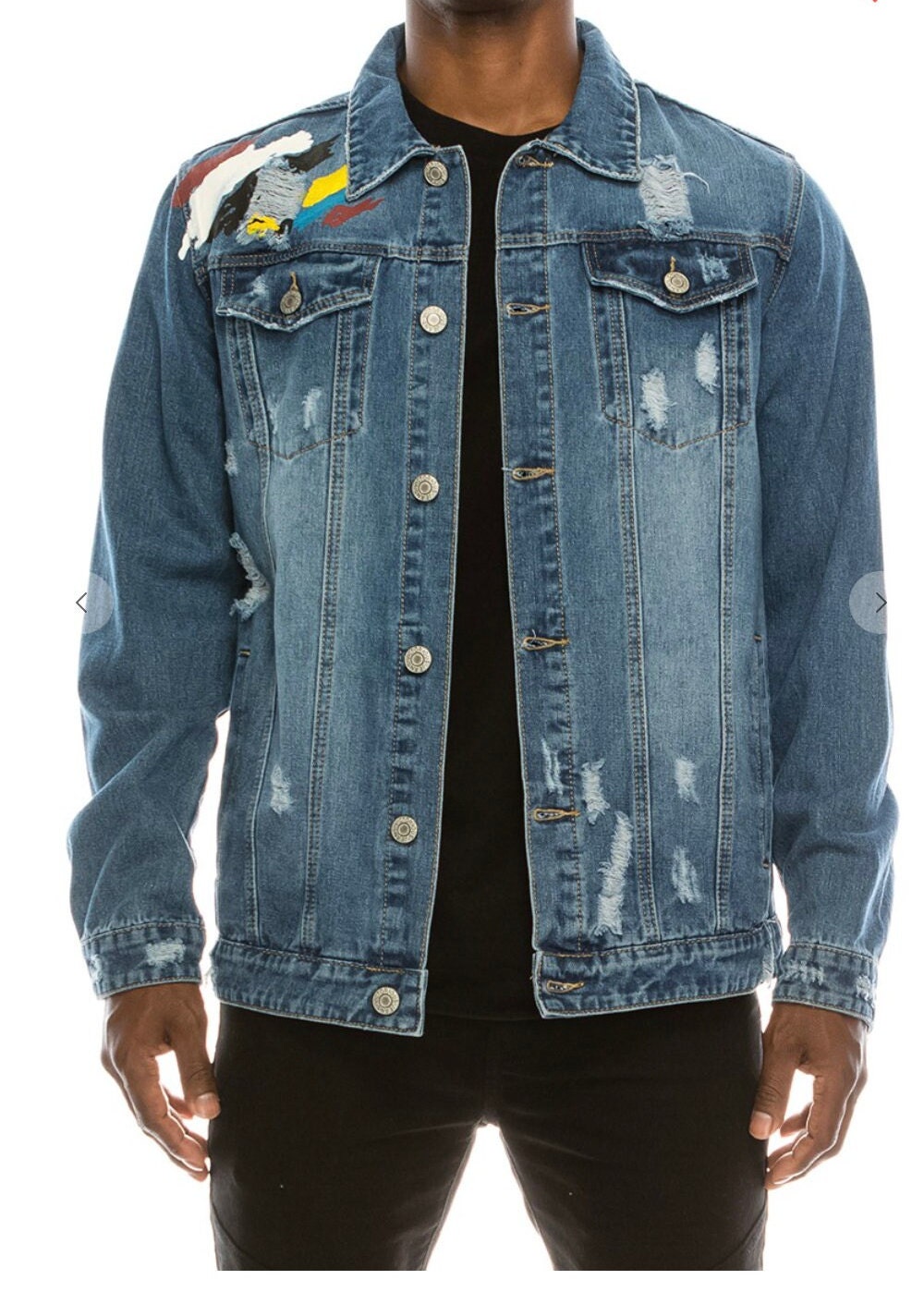 Blue Distressed Jean Jacket, Monogrammed Denim Jacket, Distressed Denim ...