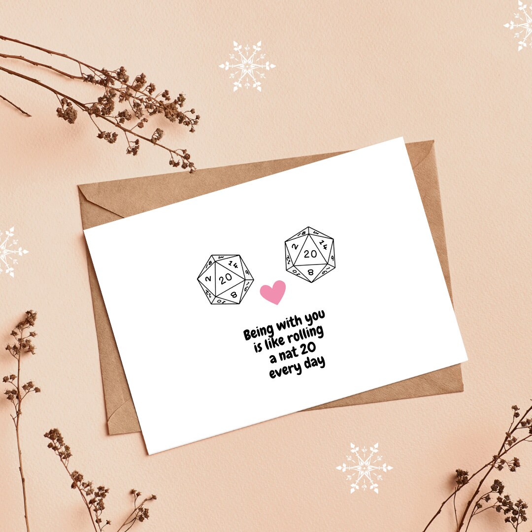 D20 Nat 20 Greeting Card | Dungeons and Dragons TTRPG - Etsy