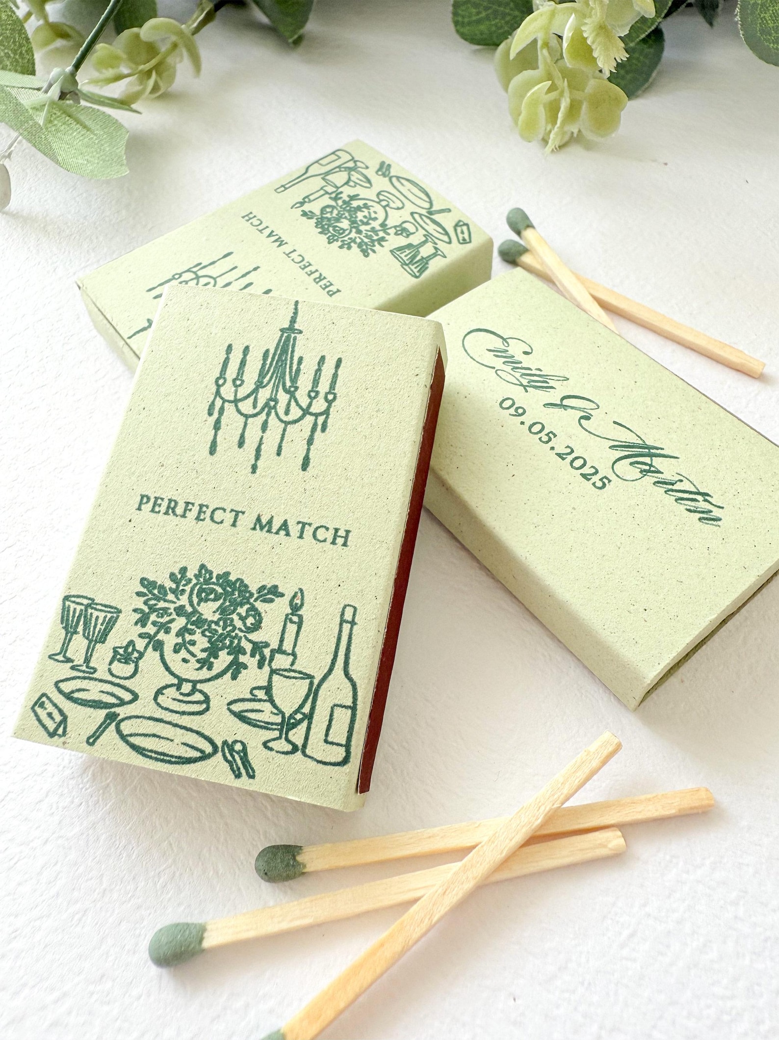 Sage Green Personalized Wedding Matchboxes, Custom Matchboxes for Events, Bridesmaids Matchboxes ...