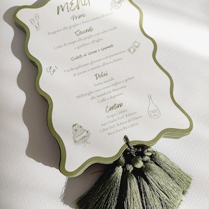 Wavy Edge Menu, Wedding Menu, Event Menus, Tasselled Menu, Elegant ...