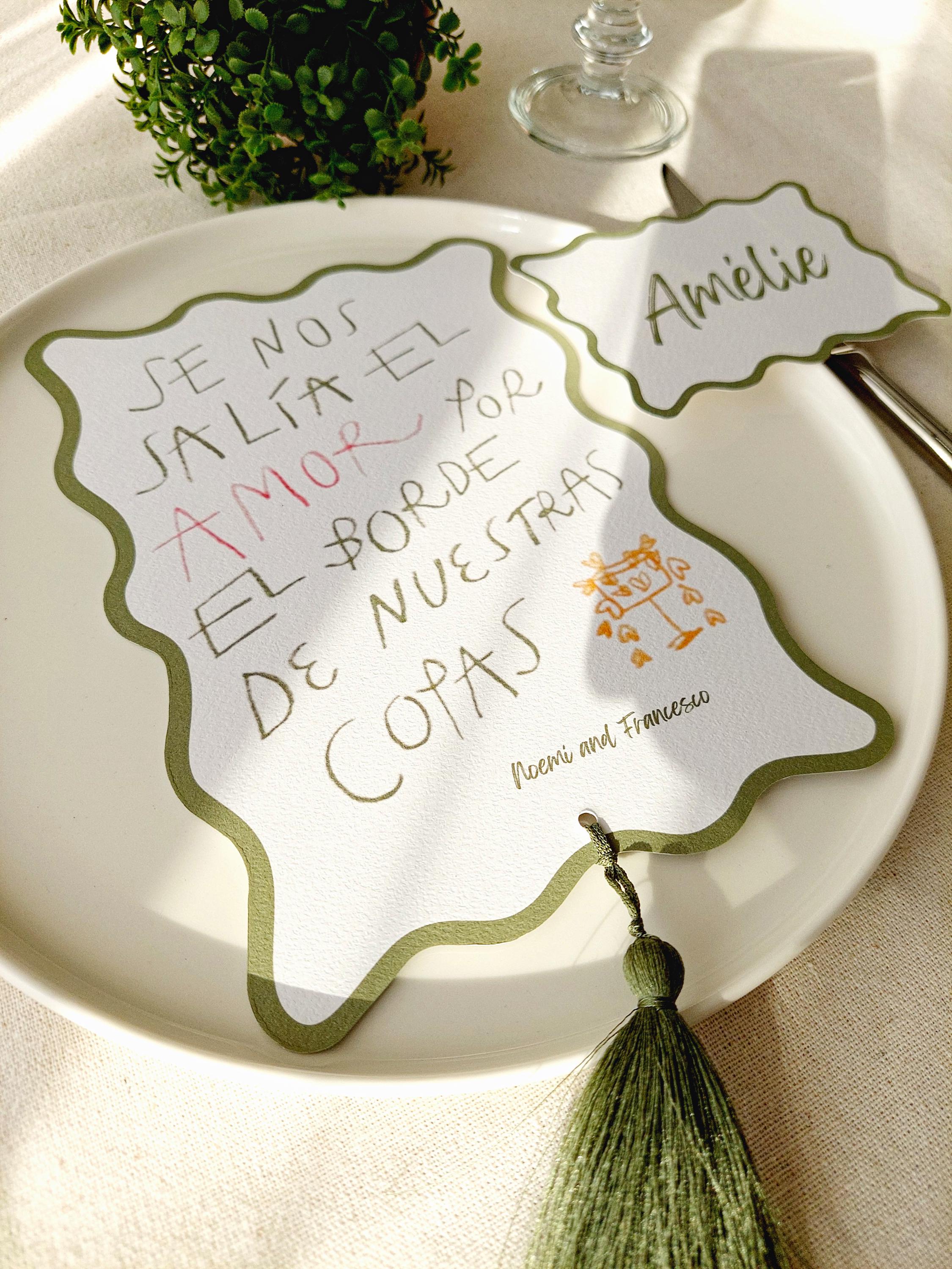 Wavy Edge Menu, Wedding Menu, Event Menus, Tasselled Menu, Elegant ...