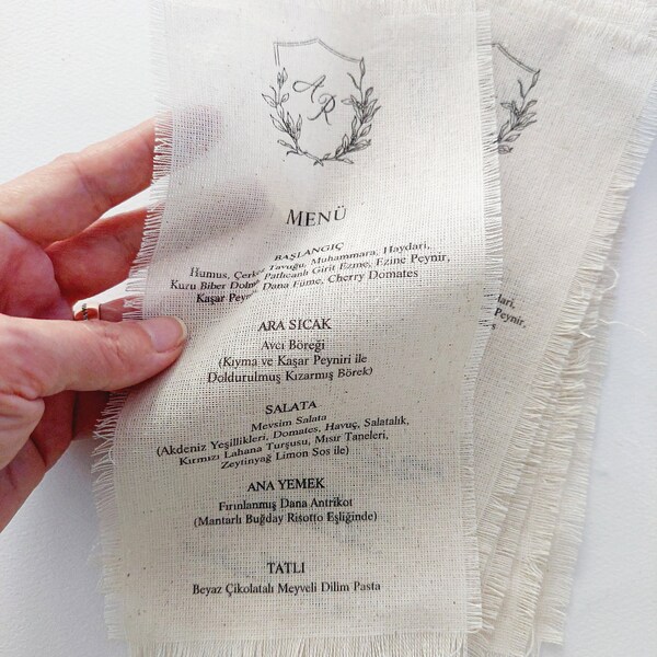 Wedding Menus Printed on Fabric - Etsy