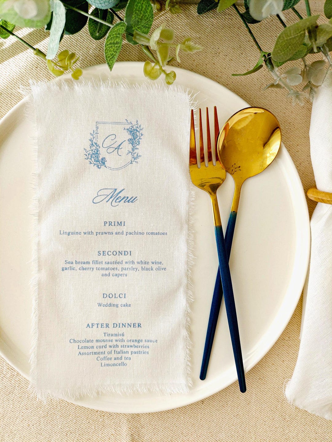 Wedding Fabric Menus, Fabric Menu, Rustic Wedding, Menus Printed on ...
