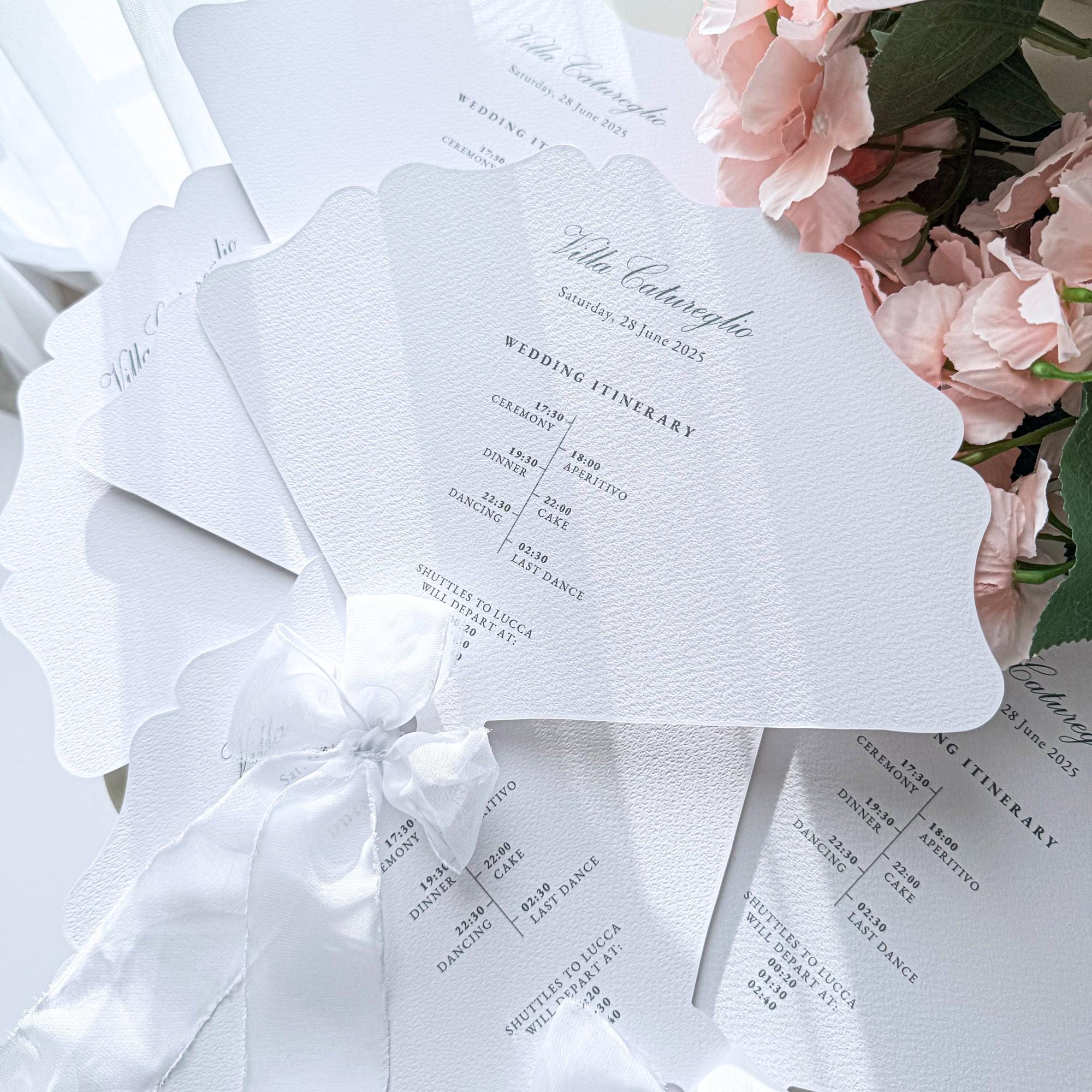 Luxury Wedding Paper Fans – Double Sided Printed Fan With Chiffon ...
