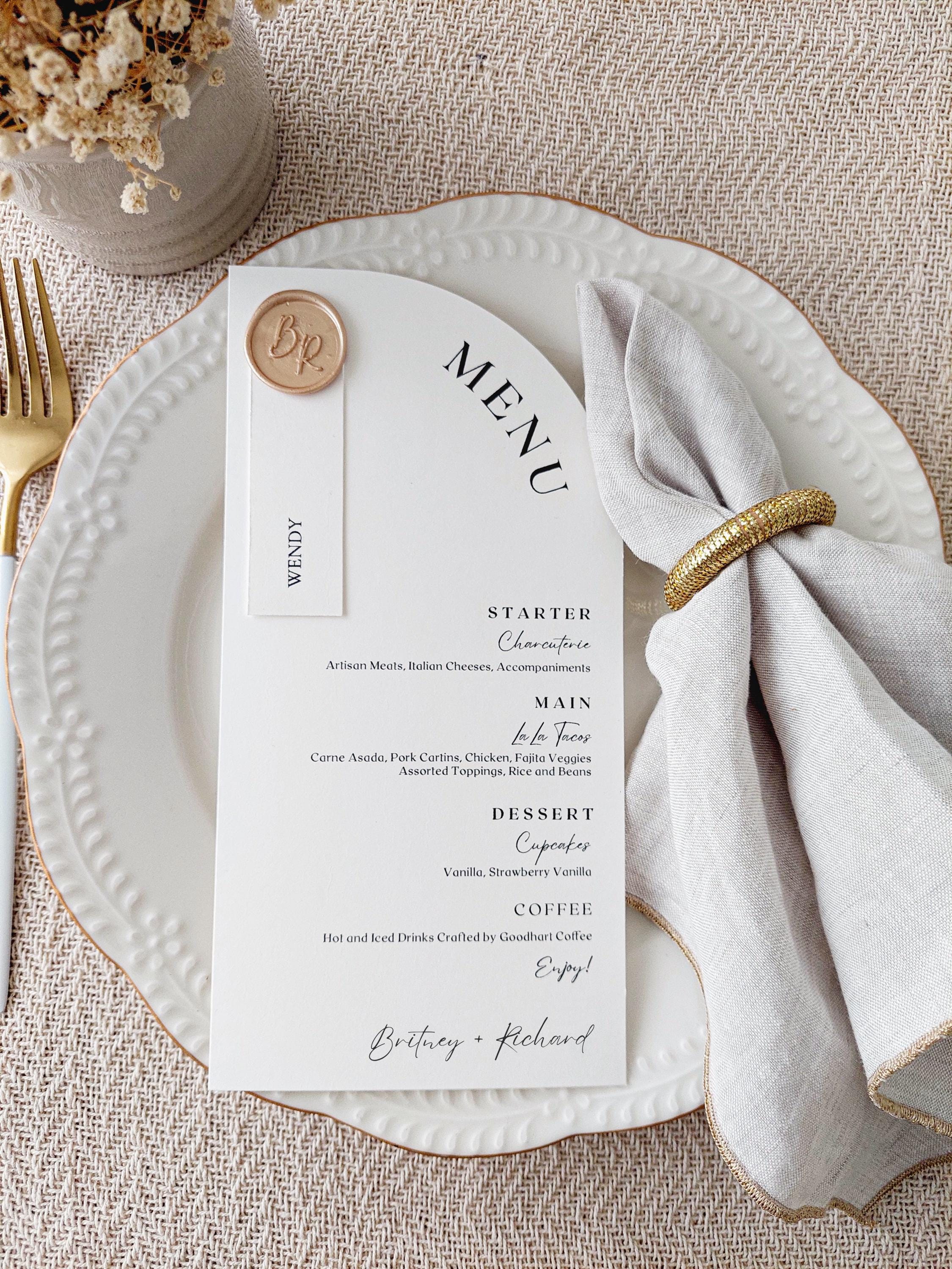 Half Arch Menu, Place Cards Included, Printed Arch Wedding Menu ...