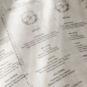 Linen Wedding Menus: Rustic Cotton Fabric Menu Cards - Etsy