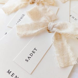 Menu Card With Linen Ribbon, Menu With Place Card, Wedding Menu, Event ...