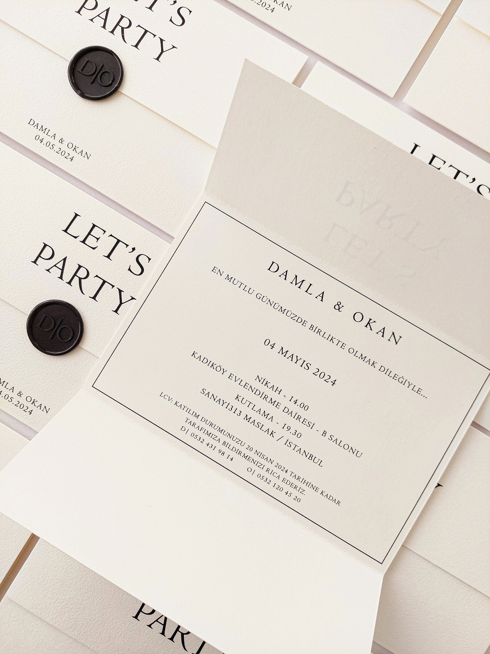 Wax Sealed Save the Date Card, Envelope-free, Folded Invitation ...