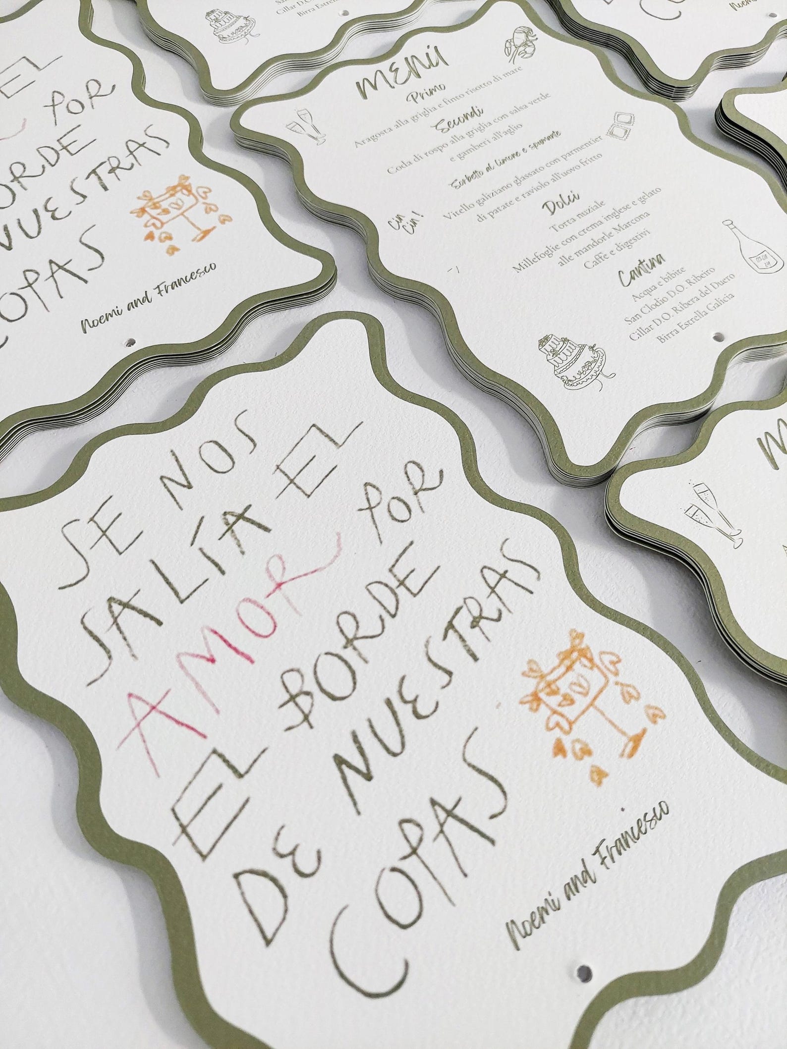 Wavy Edge Menu, Wedding Menu, Event Menus, Tasselled Menu, Elegant ...