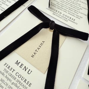 Menu With Velvet Ribbon, Menu With Place Card, Wedding Menu, Event ...