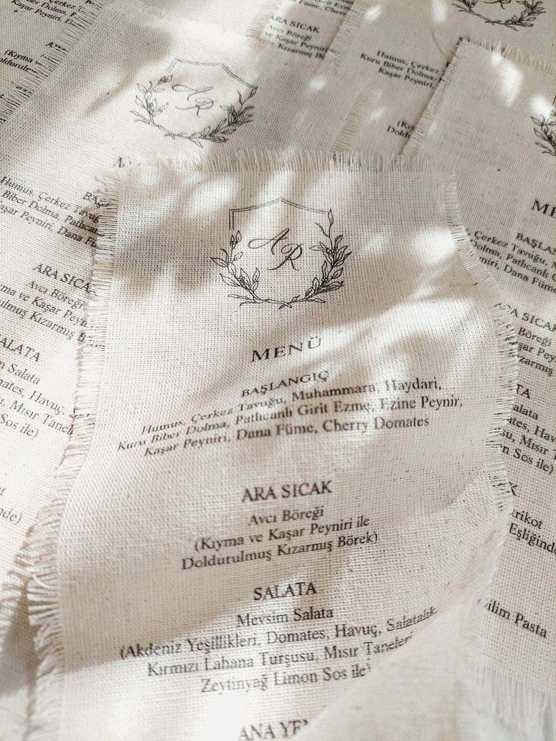 Wedding Fabric Menus, Fabric Menu, Rustic Wedding, Menus Printed on ...