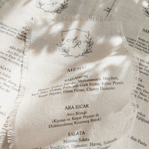 Linen Wedding Menus: Rustic Cotton Fabric Menu Cards - Etsy