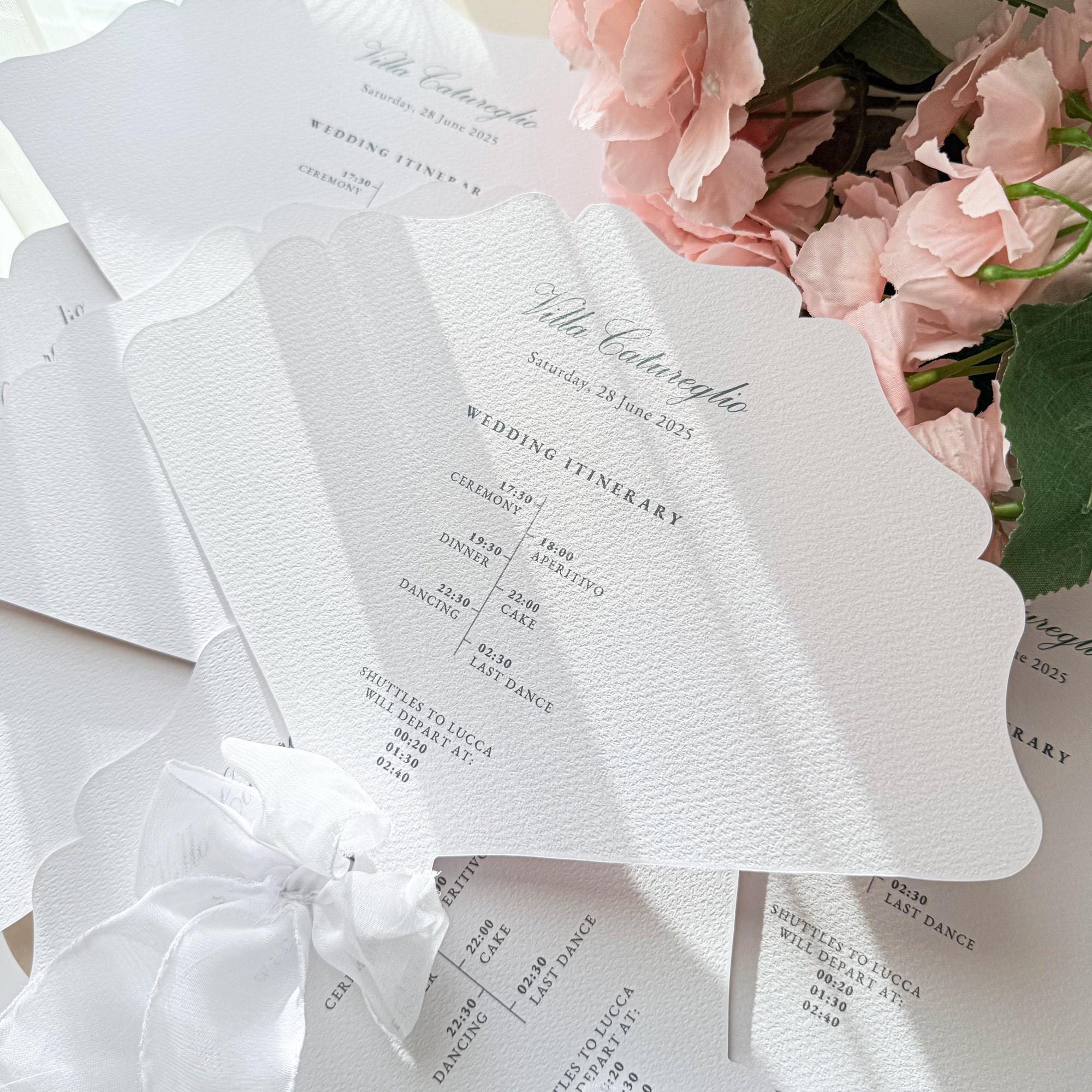Luxury Wedding Paper Fans – Double Sided Printed Fan With Chiffon ...