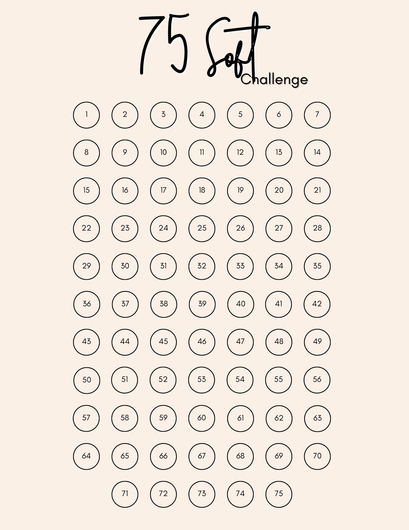 75 Soft Challenge Printable PDF Tracker - Etsy