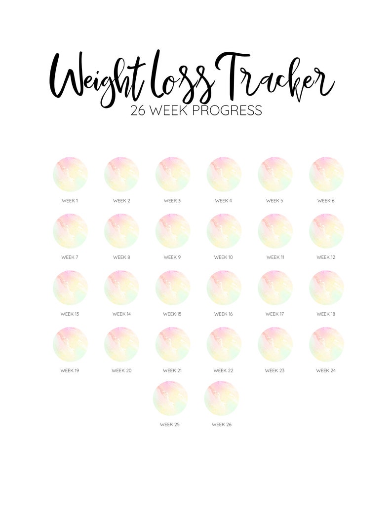 Printable Weight Loss Tracker. Six (6) Digital Weekly Weight Tracker ...