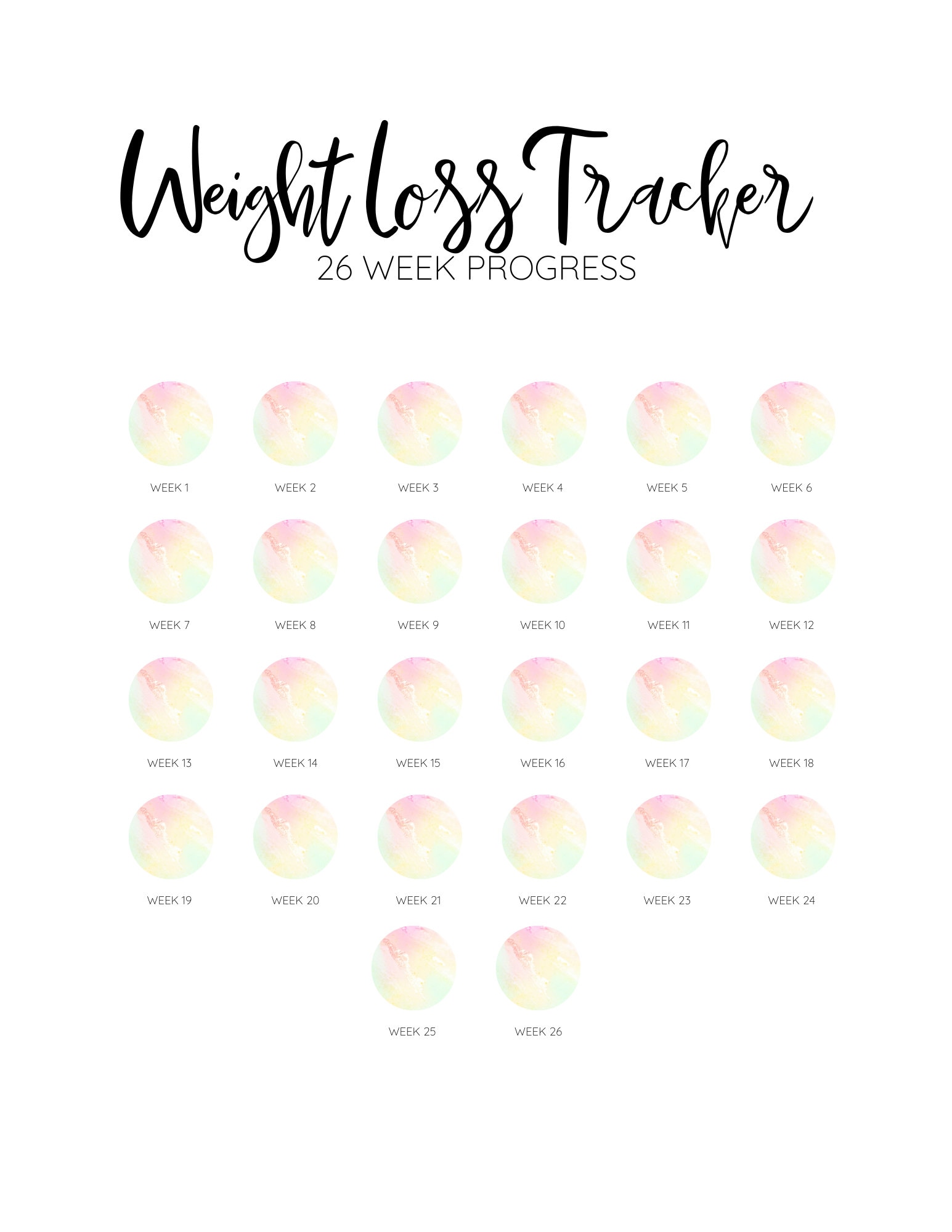 Printable Weight Loss Tracker. Six (6) Digital Weekly Weight Tracker ...