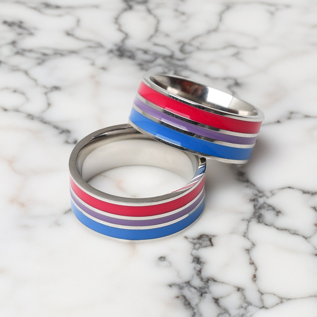 Bisexual Pride Stainless Steel Ring, Bisexual Pride Community Flag Ring ...