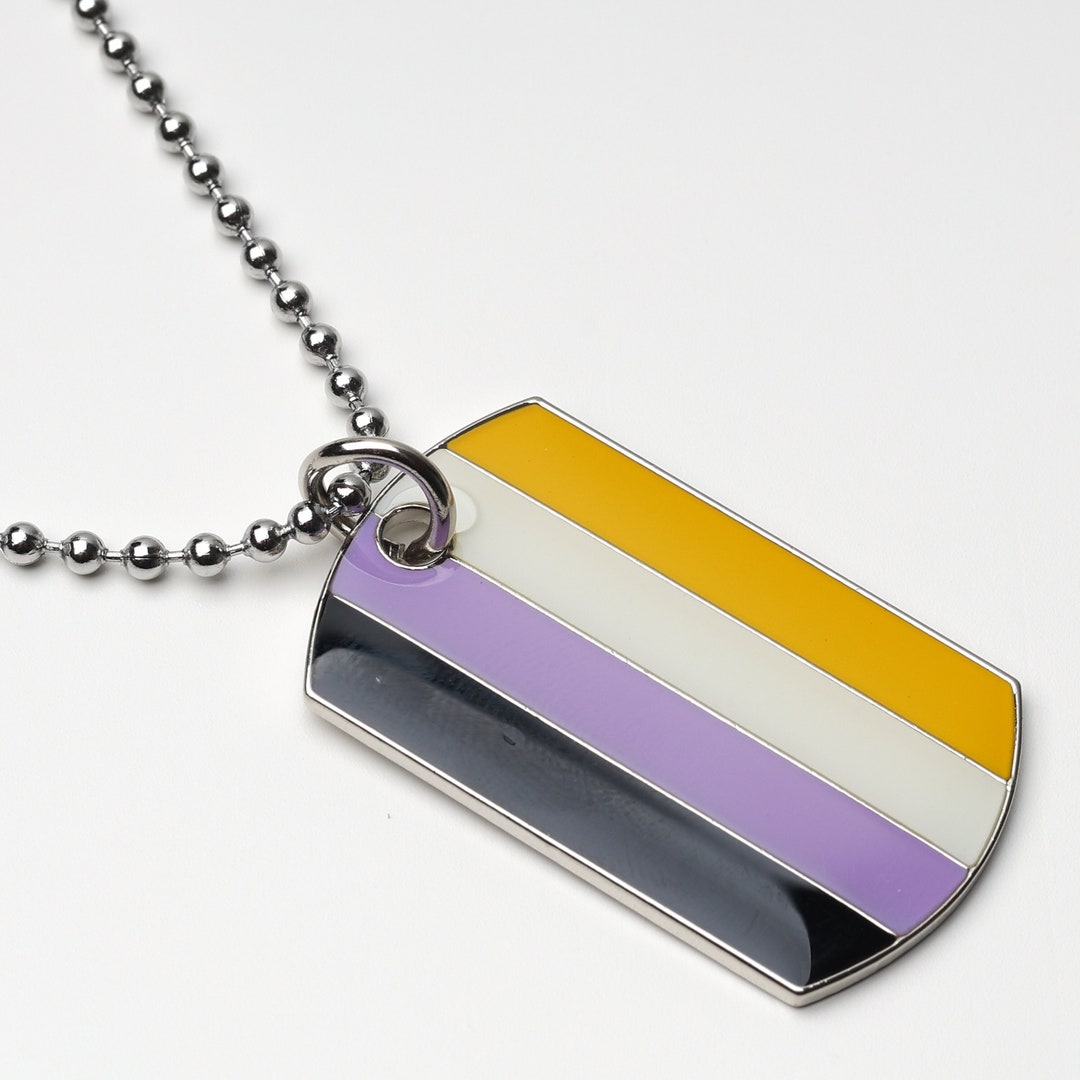 Non-binary Pride Flag Necklace, LGBTQIA, LGBT, Enby Identity Necklace ...