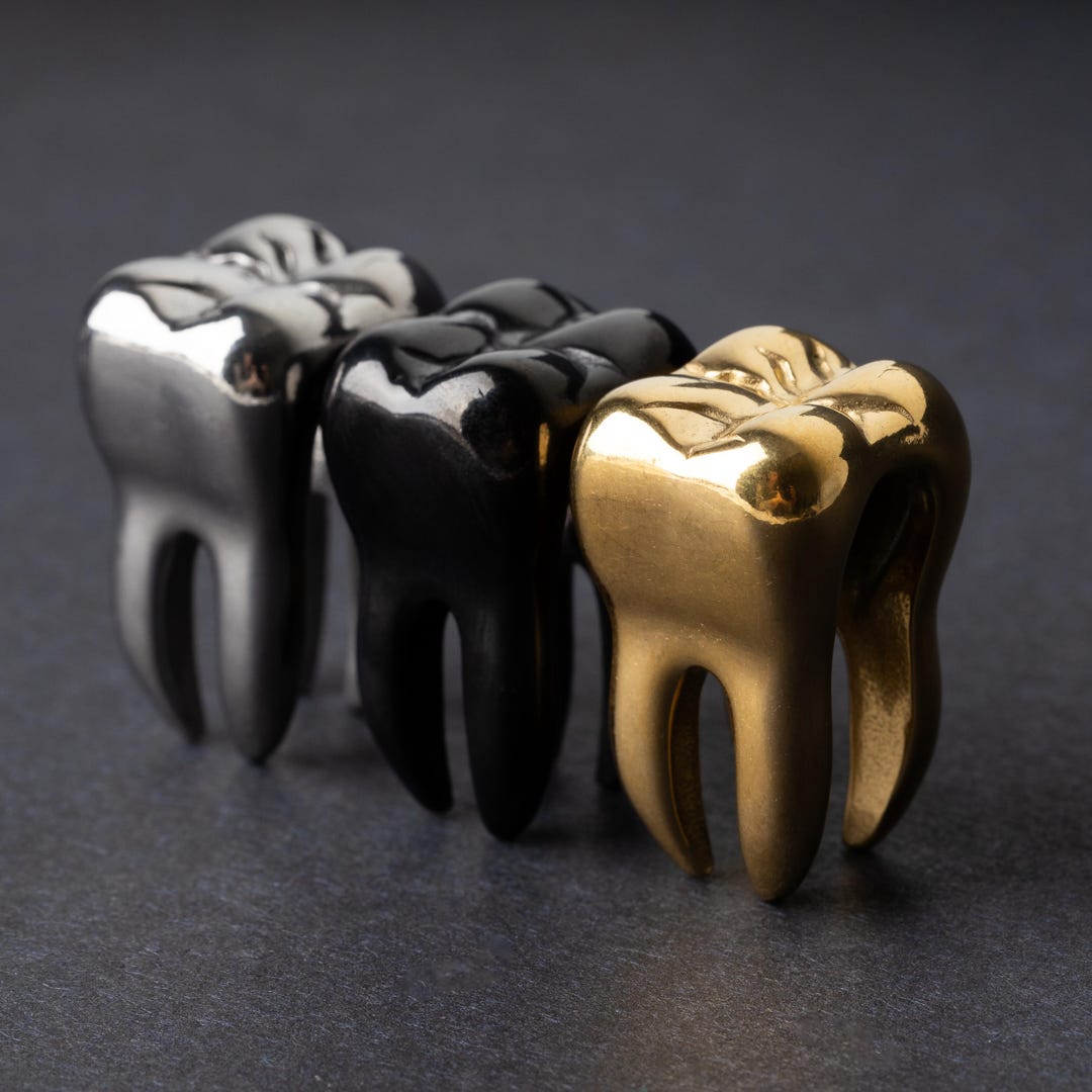 Pair of Tooth Ear Weights, Ear Hangers for Stretched Ears. Ornate ...