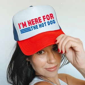 Hot Dog Hat, Funny Hot Dog Trucker Hat, I'm Here for the Hot Dogs, Bad ...