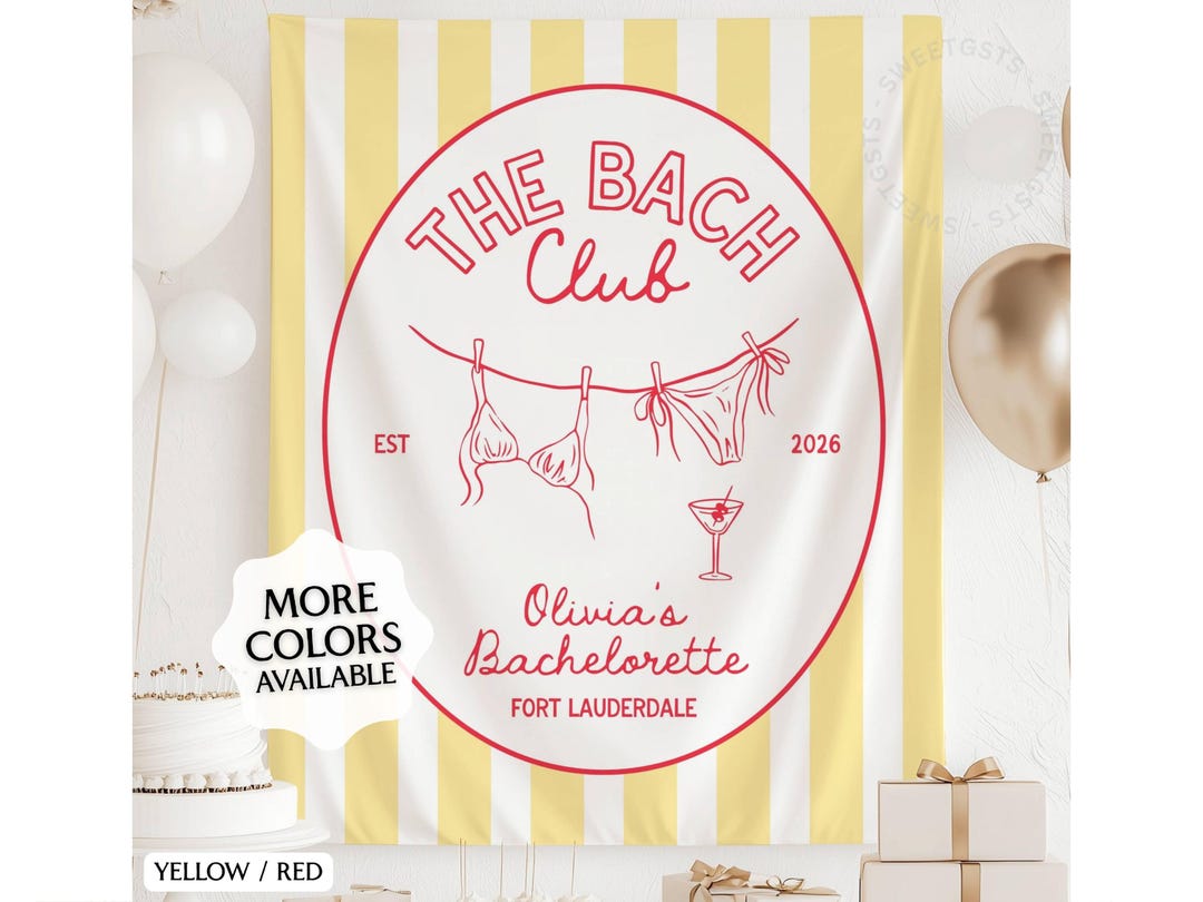 Custom Bachelorette Banner, the Bach Club Banner, Personalized ...