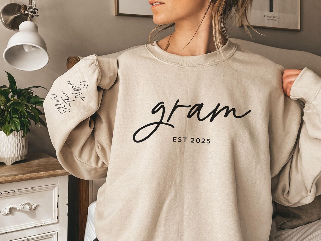 Personalized Gram Sweatshirt With Kids Names, Custom Gram Hoodie, New ...