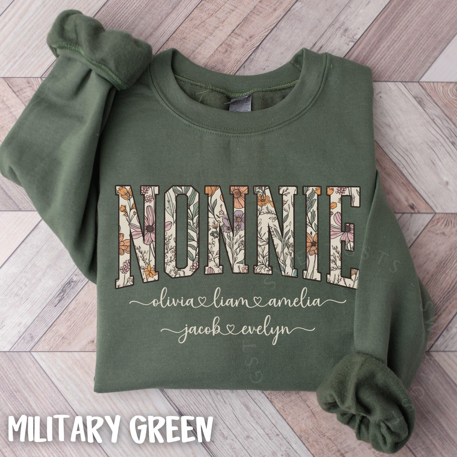 Custom Nonnie Sweatshirt With Kids Names, Personalized Gift for Nonnie ...