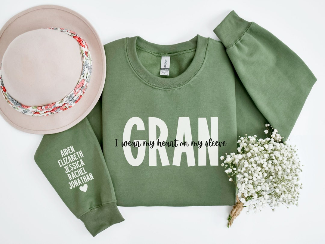 Gran Sweatshirt With Names on Sleeve, Personalized Gran Sweater With ...