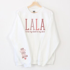 Lala Sweatshirt With Names on Sleeve, Personalized Lala Sweater With ...