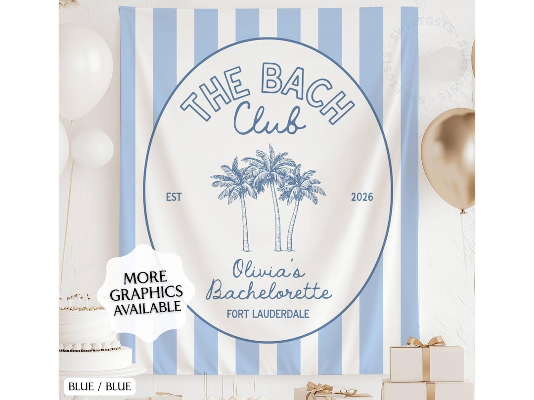 The Bach Club Banner, Beach Bachelorette Sign, Custom Social Club ...