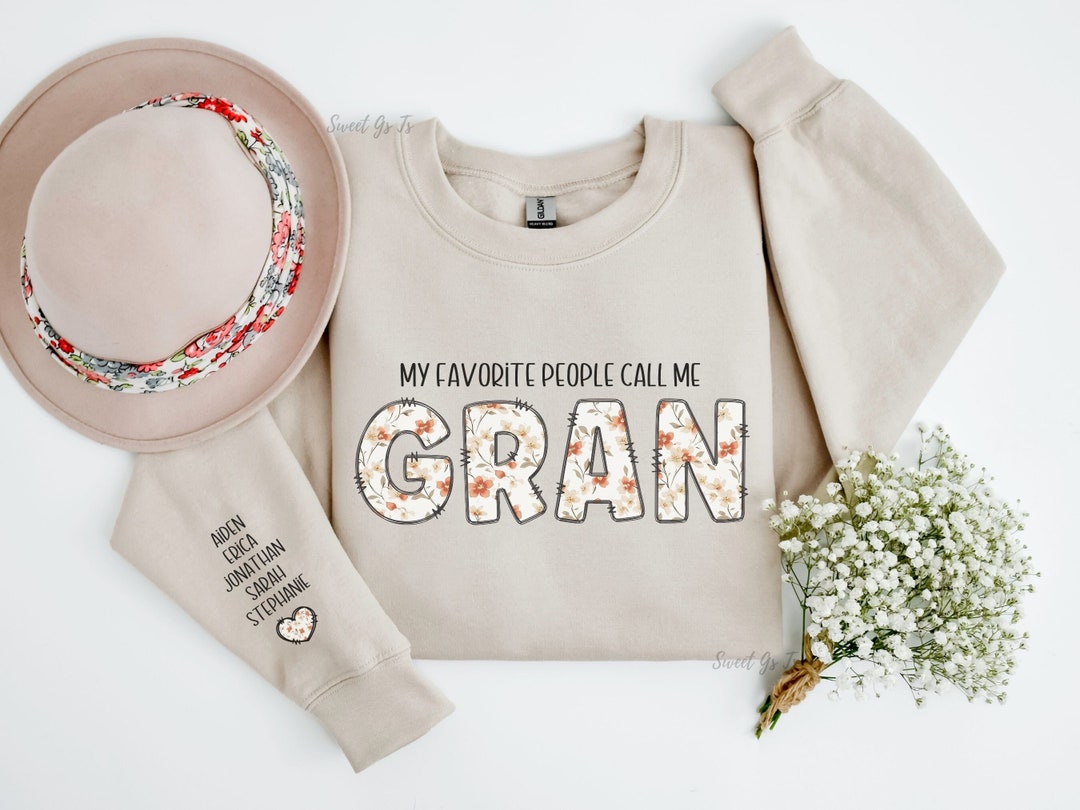 Gran Sweatshirt With Names on Sleeve, Personalized Gran Sweater With ...