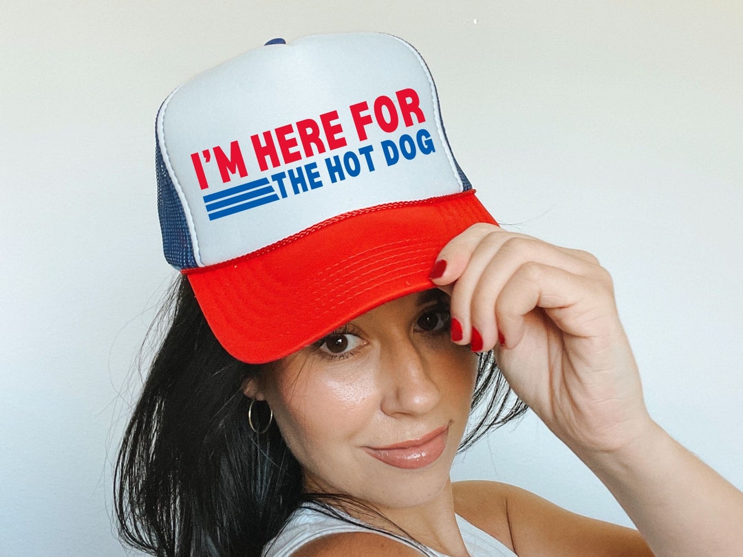 Hot Dog Hat, Funny Hot Dog Trucker Hat, I'm Here for the Hot Dogs, Bad ...